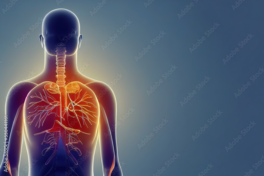 Human lung pain, pulmonary insufficiency, conceptual 3D illustration ...
