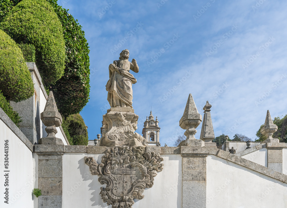 Isaiah Statue at Five Senses Stairway at Sanctuary of Bom Jesus do ...
