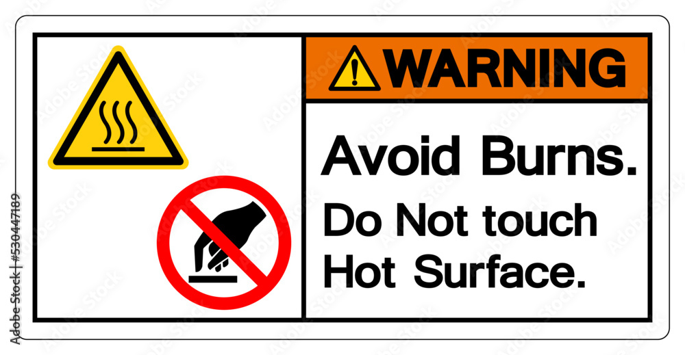 Warning Avoid Burns Do Not touch Hot Surface Symbol Sign, Vector ...