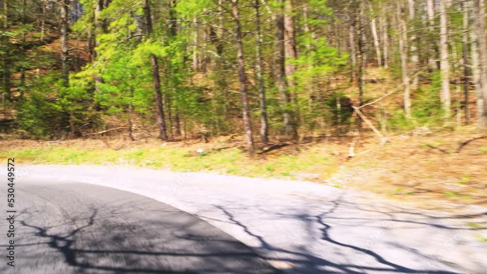 Pov point of view side car driving turning on Cades Cove scenic loop ...