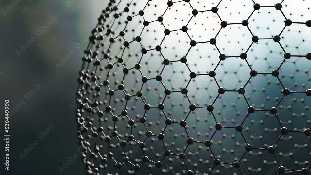 Spheres shredded into fine hexagonal atoms of metallic roasted silver ...