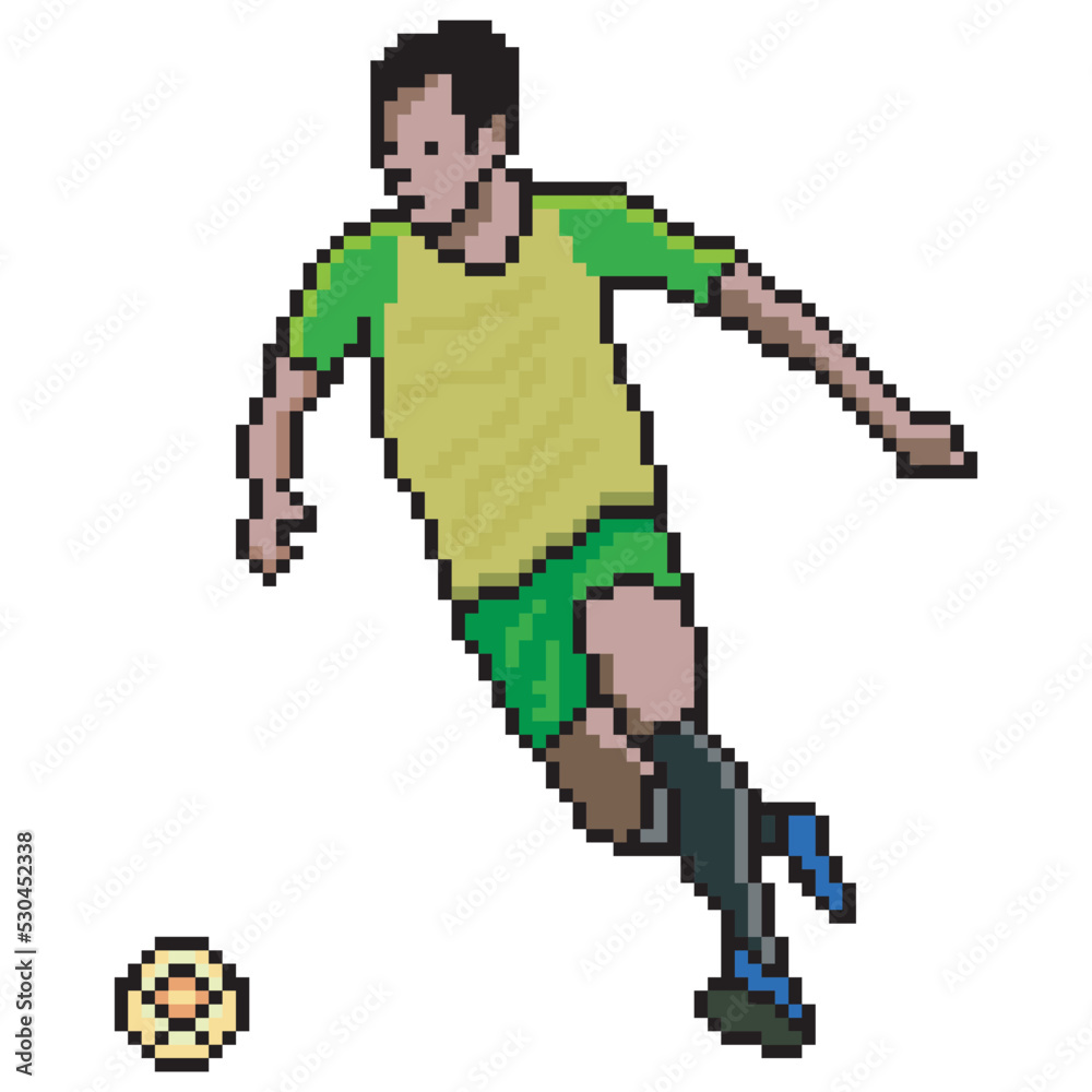 Soccer player kicking ball with pixel art. Vector illustration Stock ...