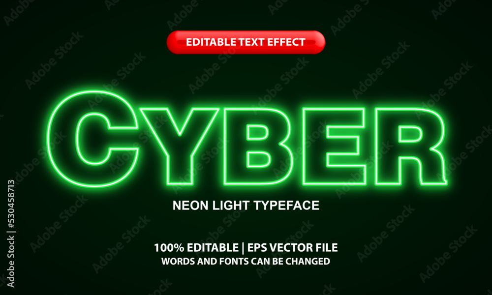 Cyber editable text effect template - Lettering in Cyberpunk style that ...