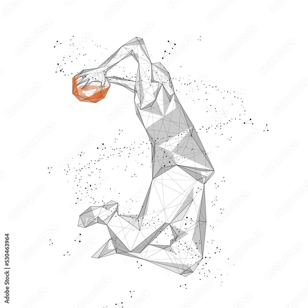 Minimal abstract basketball player in slam dunk movement. young man ...