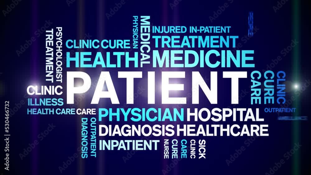 Patient animated tag word cloud;text design animation kinetic ...