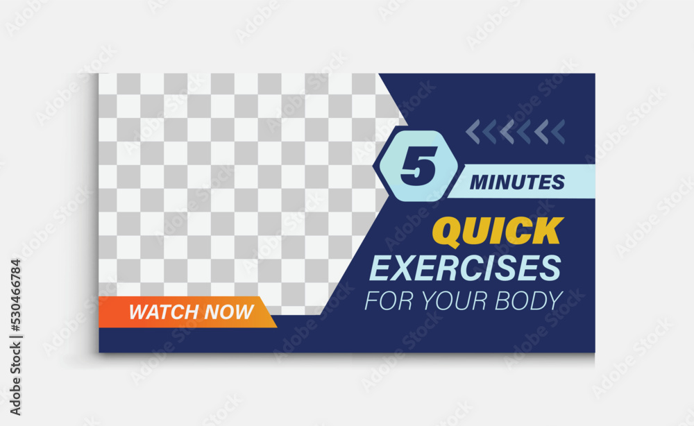 Fitness training workout video Thumbnail template design with the most ...