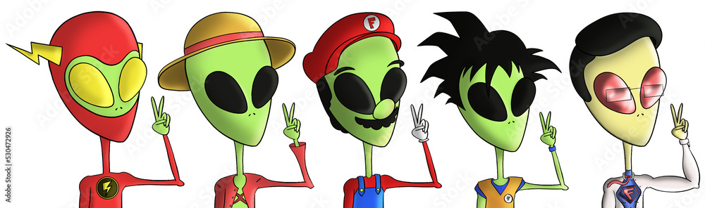 Alien marciano ilustración extraterrestre con ropa personaje de ...