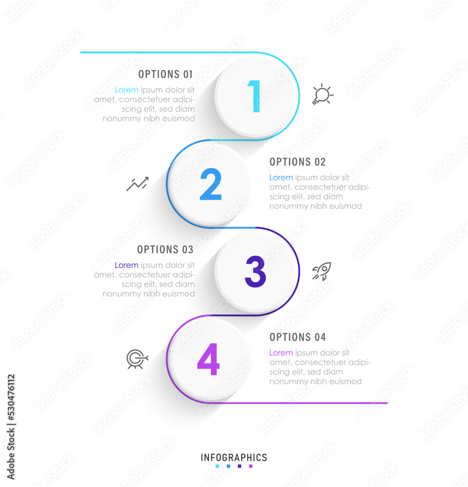 Vector Infographic label design template with icons and 4 options or ...