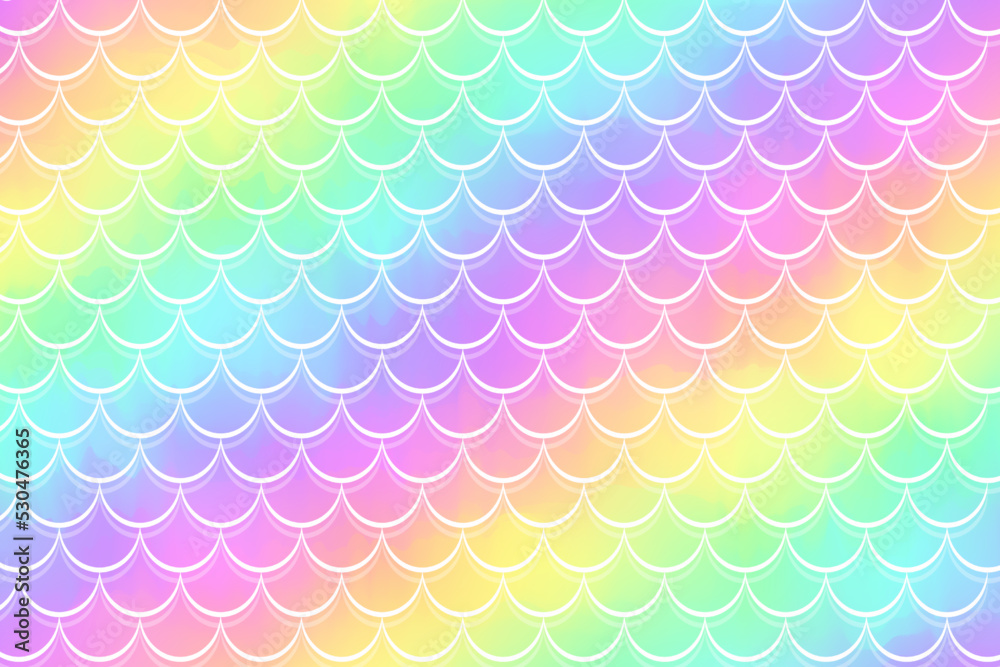 Mermaid rainbow background with scales. Iridescent glitter fish tail ...