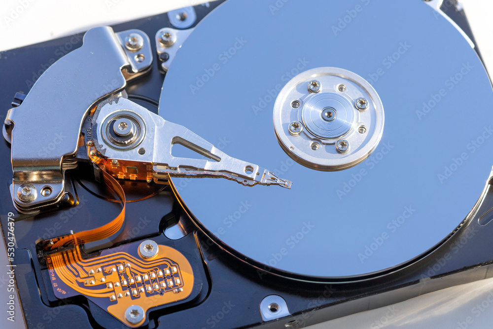 Disassembled hard drive from the computer, hdd with mirror effect ...