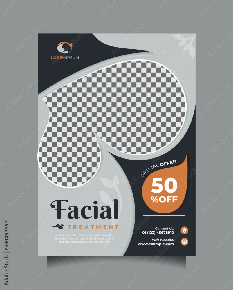 Facial clinic center template flyer and brochure with a4 size ...