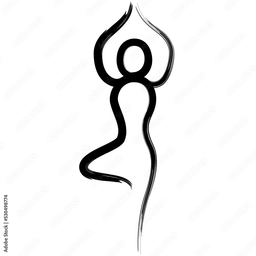 Yoga poses by abstract brush stroke paint black isolated on transparent ...
