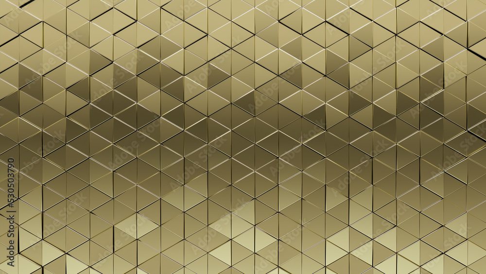 Glossy, Gold Mosaic Tiles arranged in the shape of a wall. 3D ...