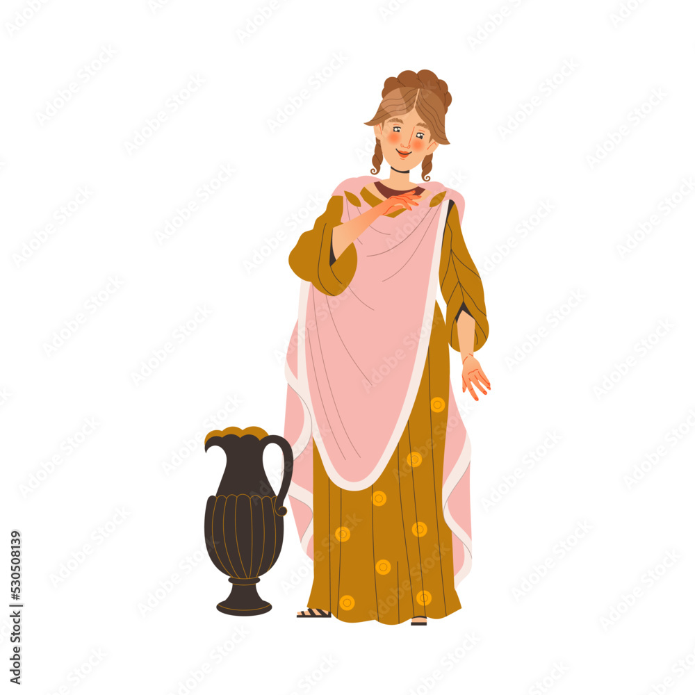 Ancient Woman Roman Character from Classical Antiquity Vector ...
