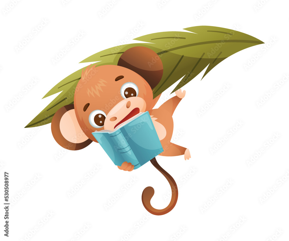 Monkey Reading A Book Clipart