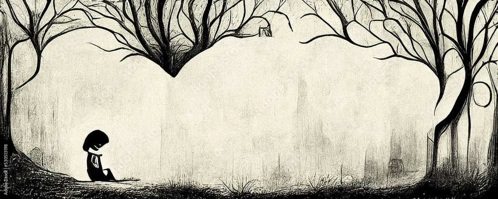Abstract depression and grief wallpaper background illustration Stock ...