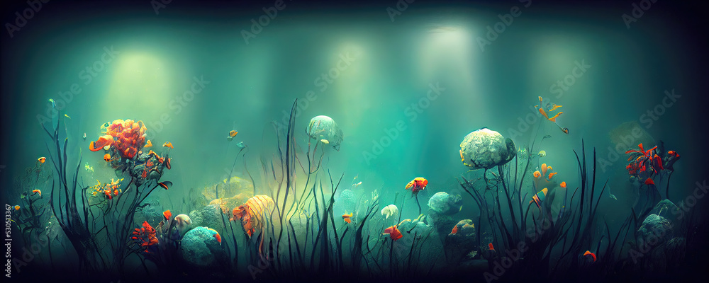 Abstract underwater ocean seascape wallpaper background Stock ...