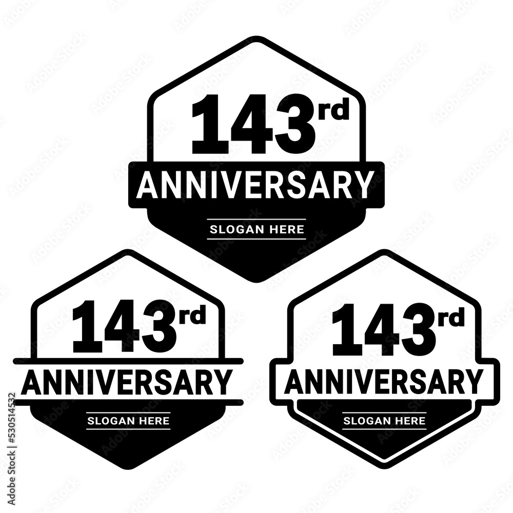143 years anniversary celebration logotype. 143th anniversary logo ...