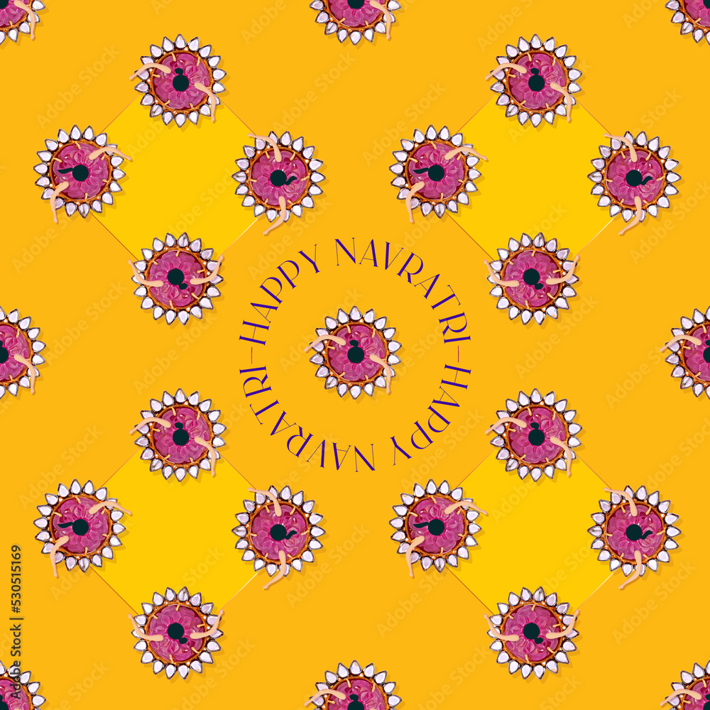 Happy Navratri. Navratri Garba Dance Top Seamless Pattern. Top View ...