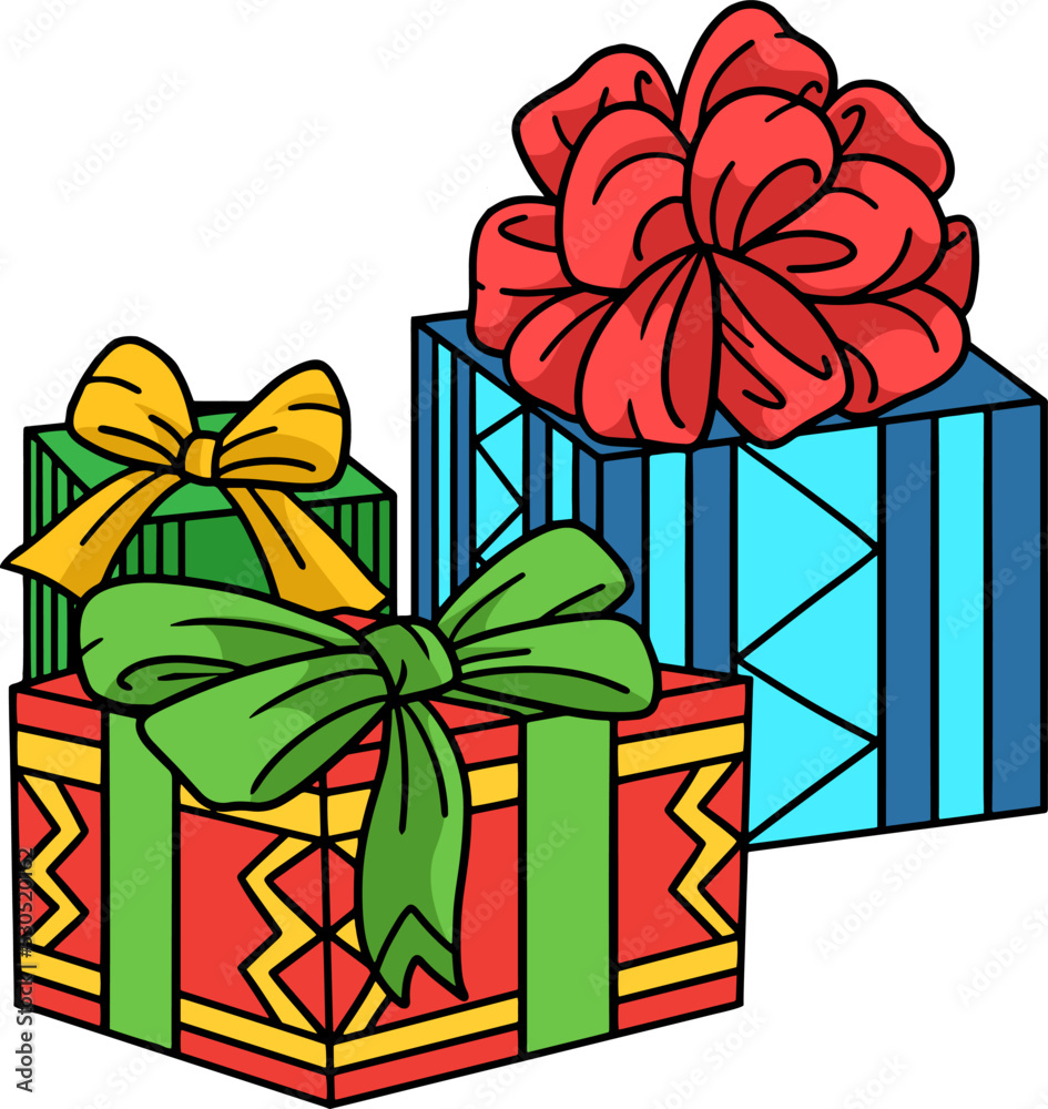 Gifts Cartoon Colored Clipart Illustration Stock Vector | Adobe Stock