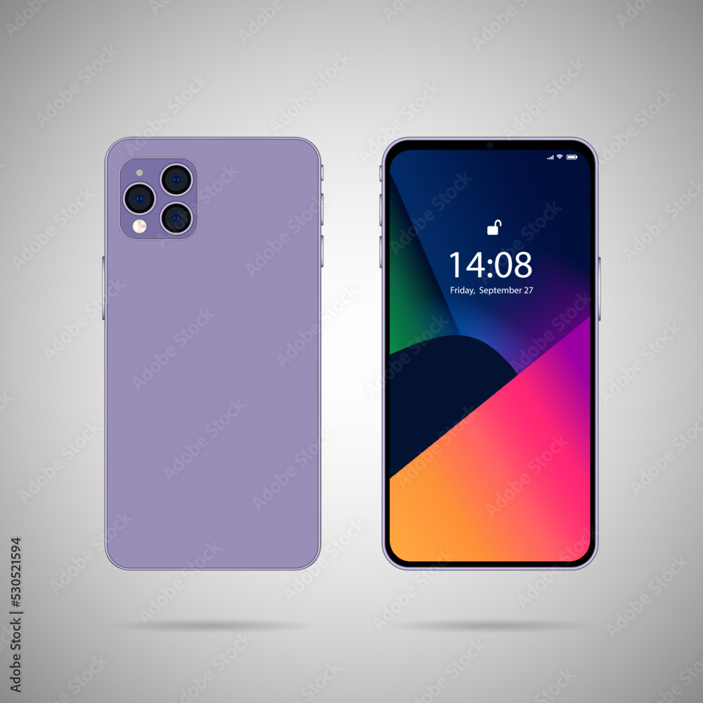 Smartphone. Front and back view vector illustration. Stock Vector ...