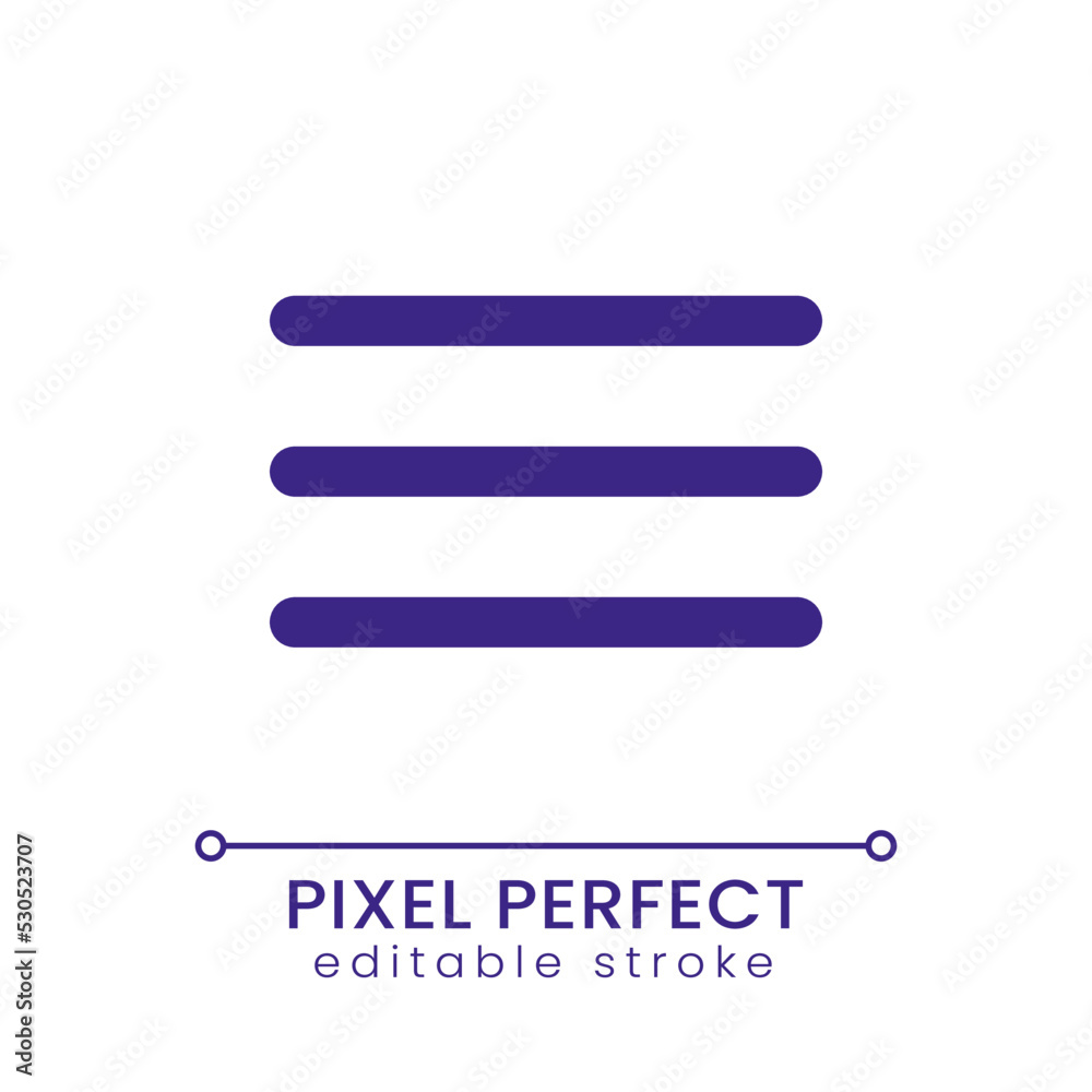 Hamburger menu pixel perfect RGB color ui icon. List of commands ...