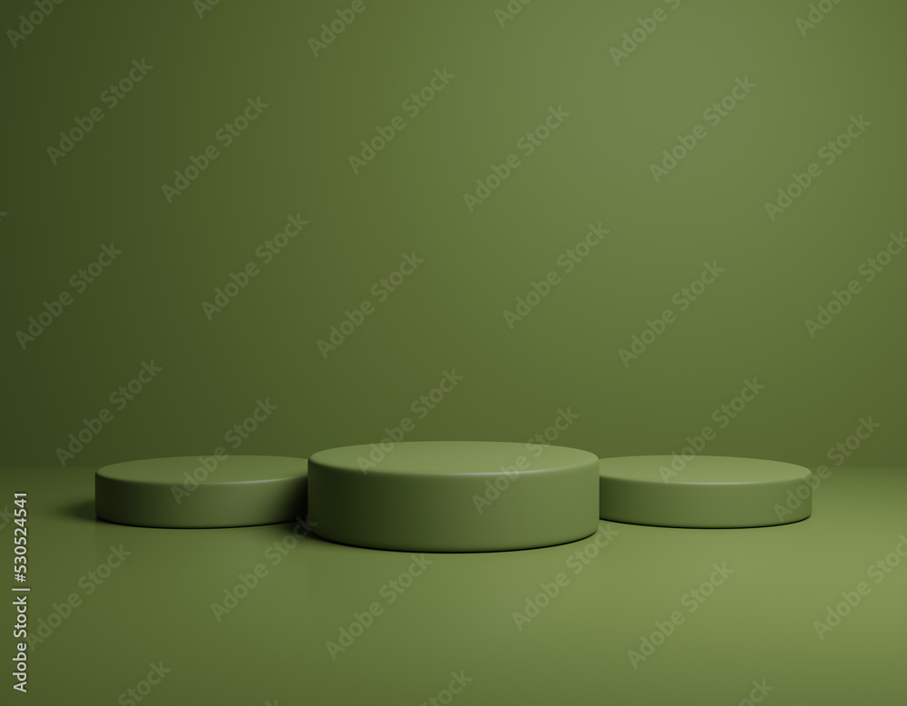 Podium Background Realistic Render Moss Green Round Platform Stock ...