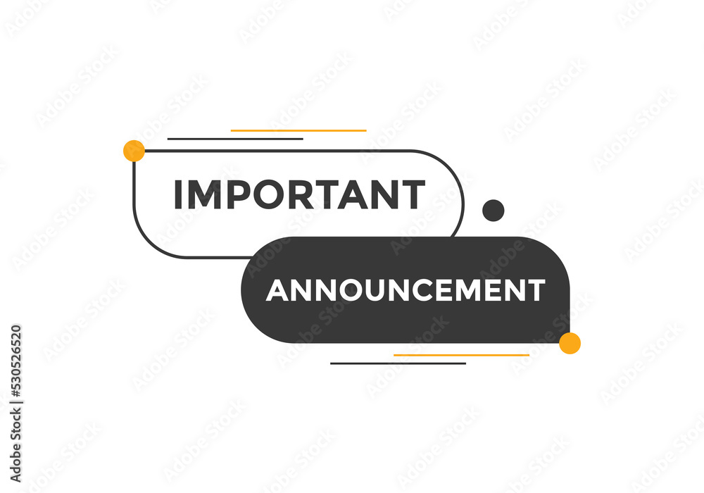 Important announcement Colorful label sign template. Important ...