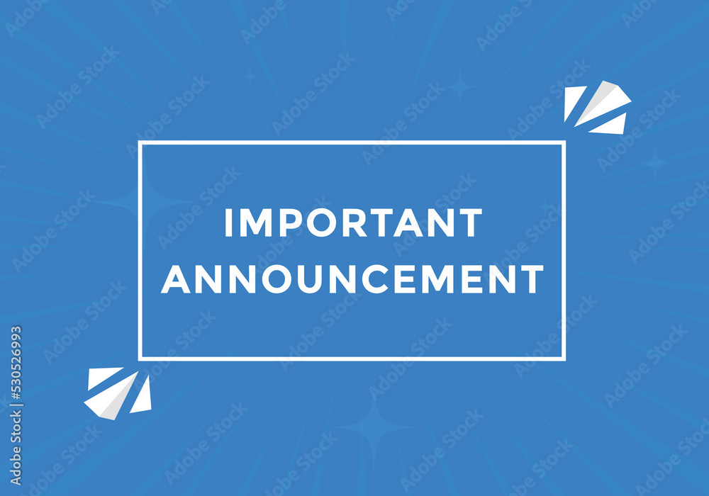 Vetor de Important announcement text button. Important announcement ...