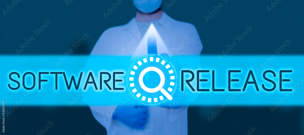 Text sign showing Software Releasesum of stages of development and ...