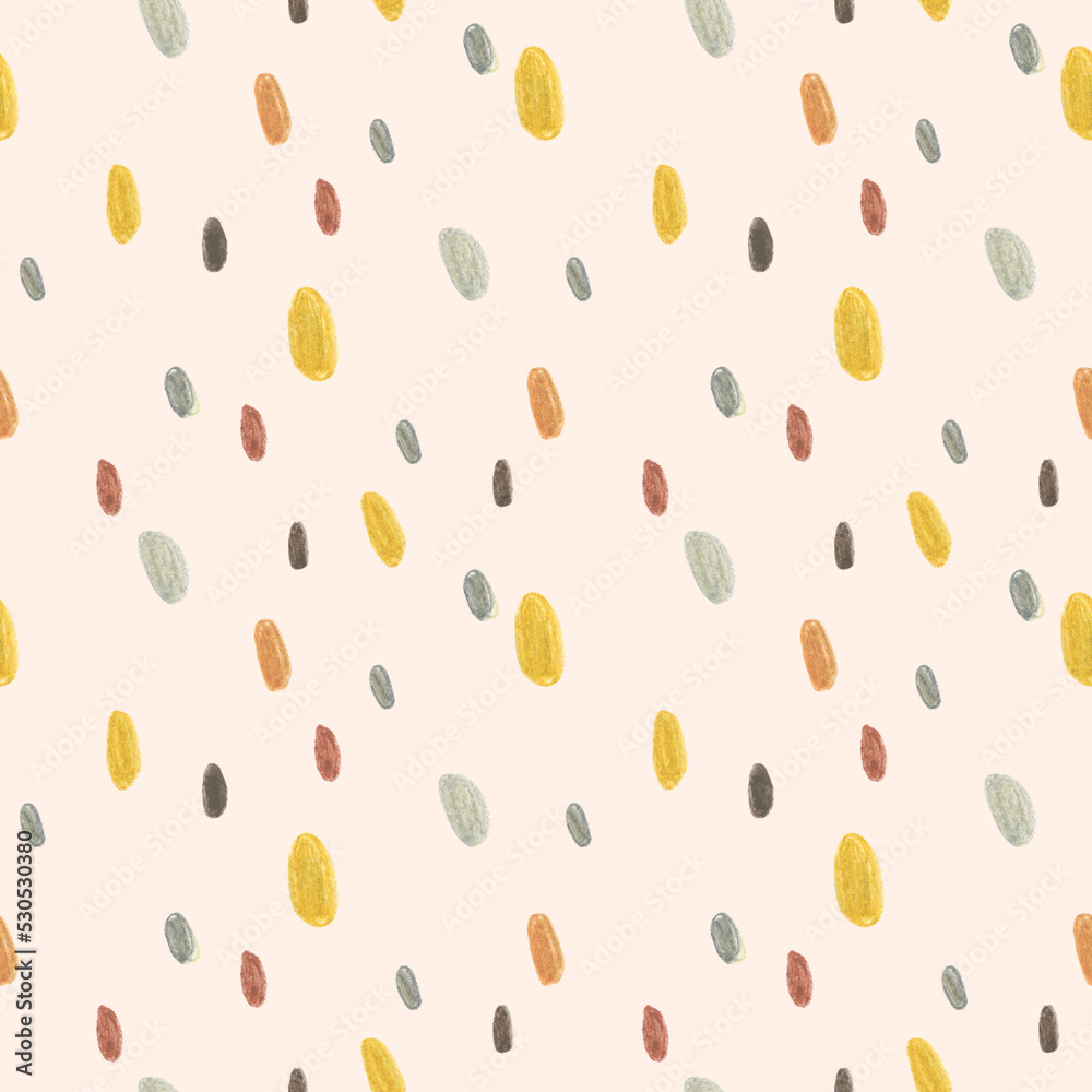 Texture seamless pattern of hand drawn simple oval shapes on a light ...