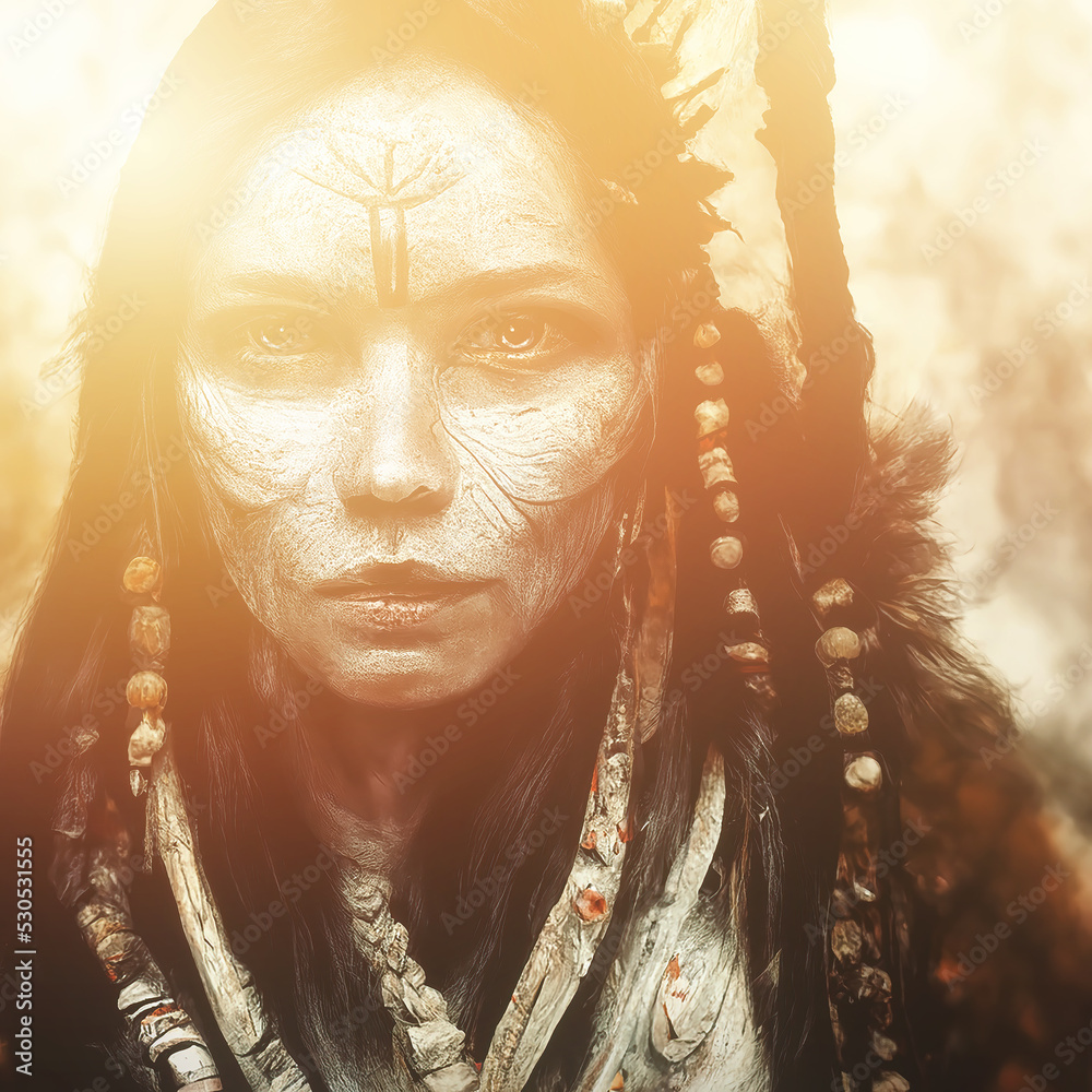 Native american indian woman face on abstract background. Stock ...