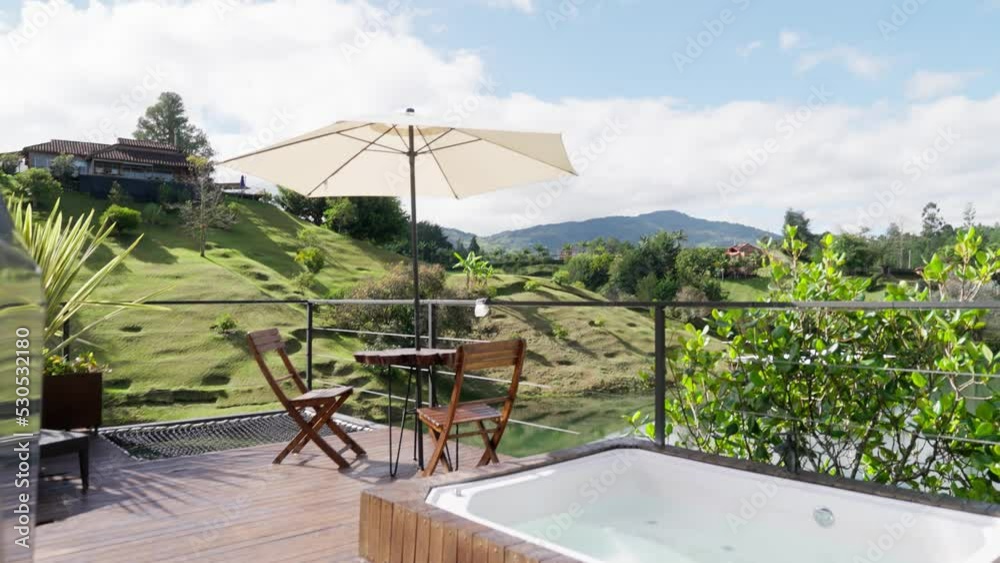 Footage of a beautiful Glamping in Guatape, Colombia with a luxury ...