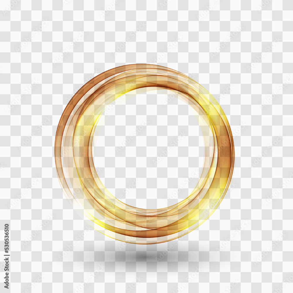 Gold color wavy circle frame. Golden circle design element. Stock ...