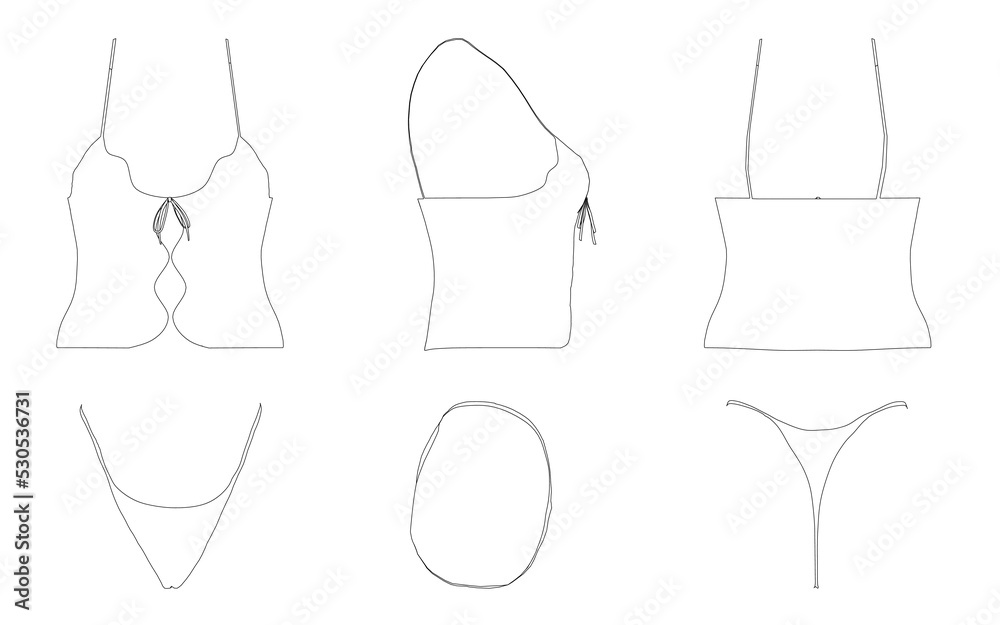 Set with contours of sexy women underwear from black lines isolated on ...