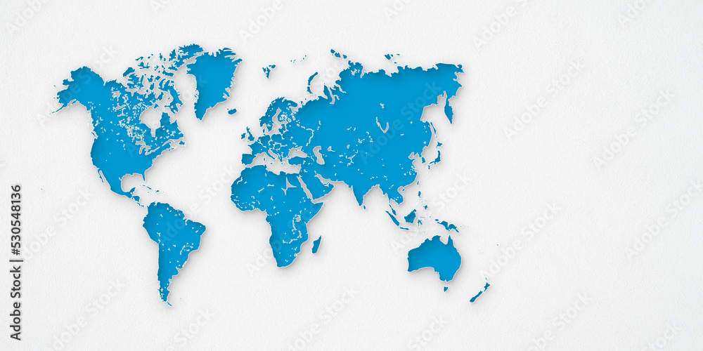 wide blue world map gray background - shadow Stock Photo | Adobe Stock