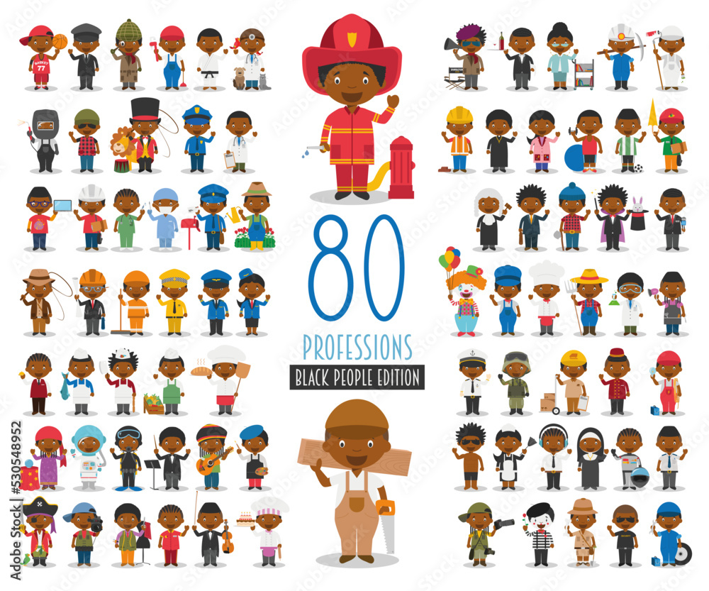 Kids Vector Characters Collection: Set of 80 different professions in ... Kids Vector Characters Collection: Set of 80 different professions in ...