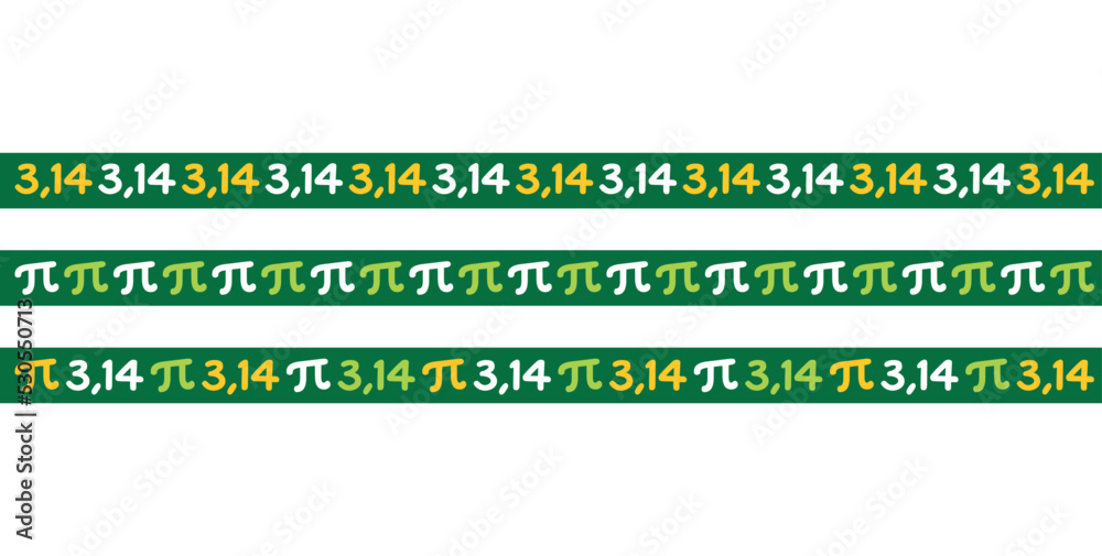 the number 3.14 in the green stripe. pi symbol in green ribbon. pi ...