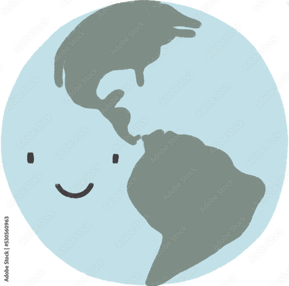 Earth clipart with smiling cartoon face, showing North and South ...