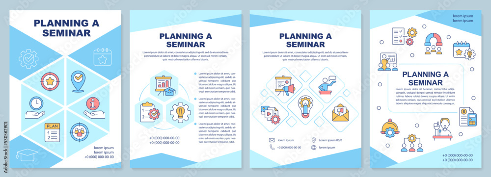 Planning seminar blue brochure template. Corporate event. Leaflet ...