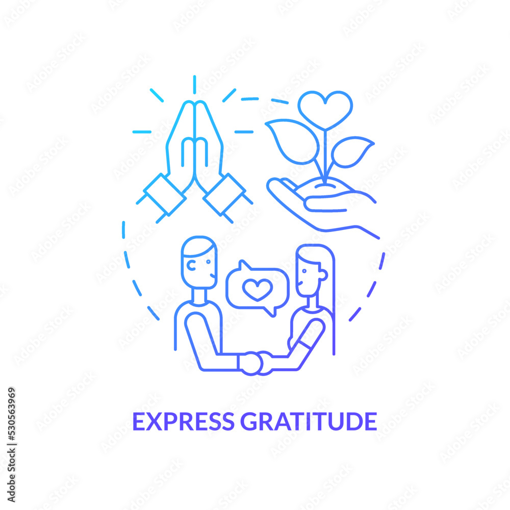 Express gratitude blue gradient concept icon. How to repair ...