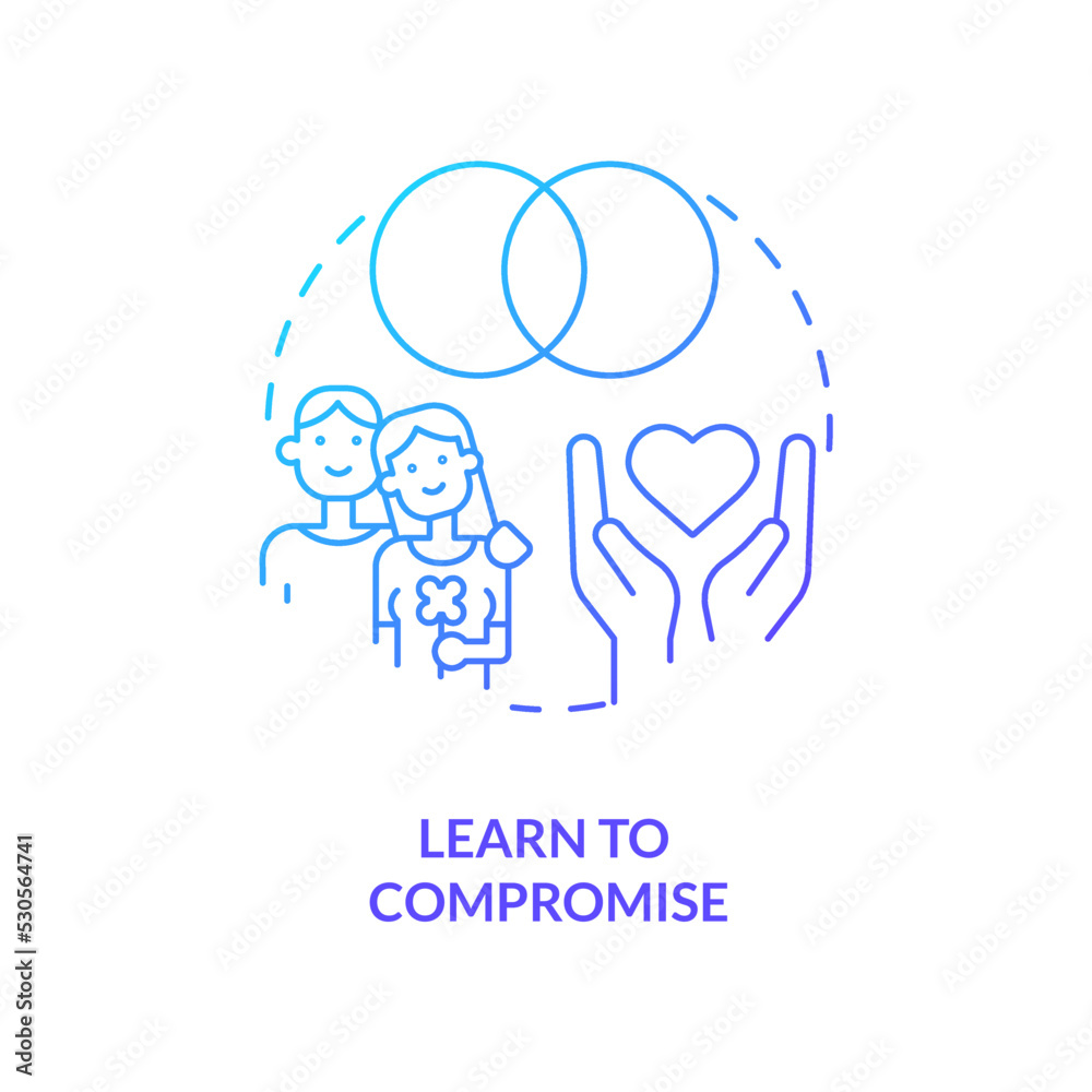 Learn to compromise blue gradient concept icon. Protect relationship ...