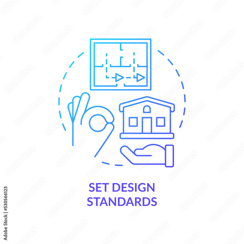 Set design standards blue gradient concept icon. Construction project ...