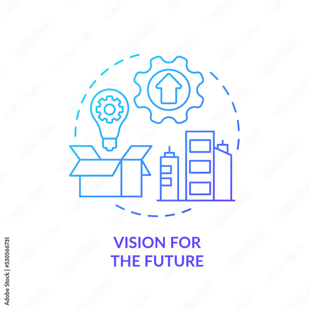 Vision for future blue gradient concept icon. Strategic thinking ...