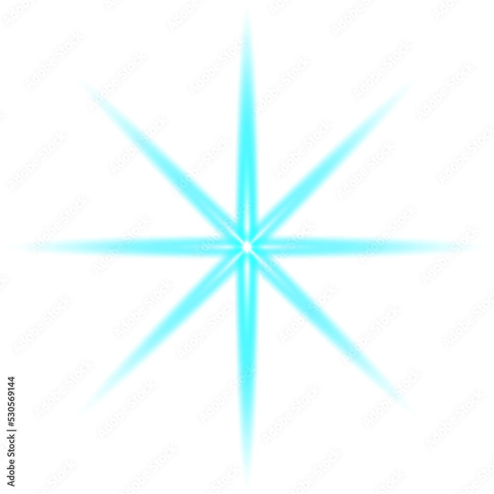 Turquoise light glow star. Spotlight, lightning effect, lens flare ...