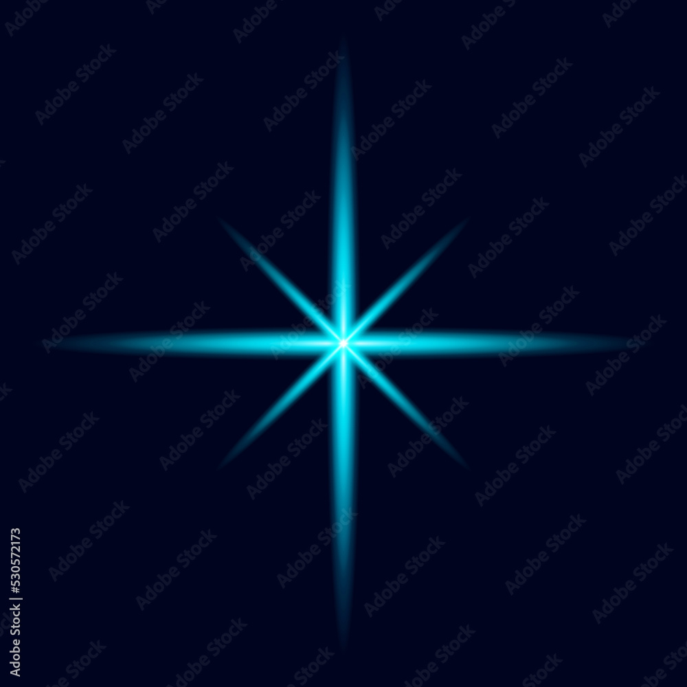Turquoise light glow star. Spotlight, lightning effect, lens flare ...