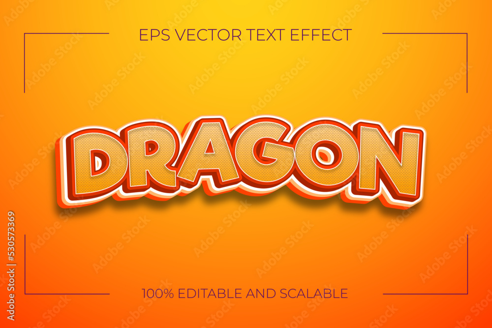 Dragon 3D Text Effect Stock Vector | Adobe Stock