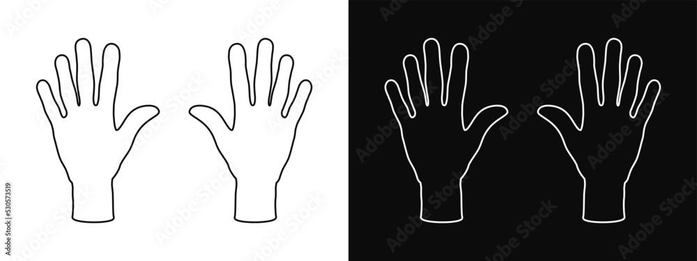 Left and right palm hand vector set. handprint, handmade logo Stock ...