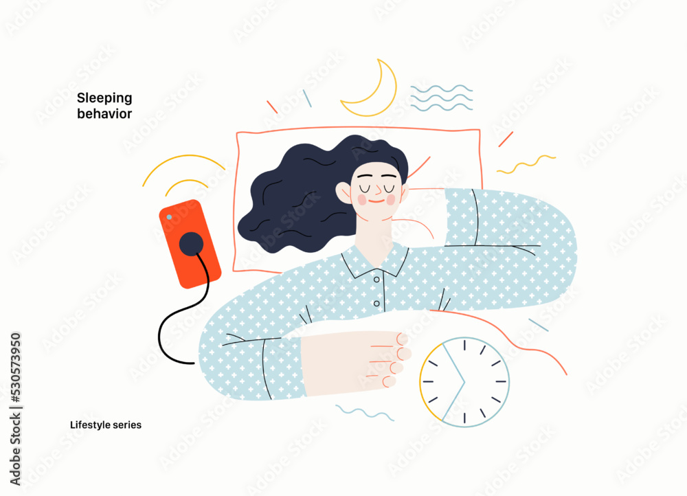 Lifestyle series - Sleeping behaviour - modern flat vector illustration ...