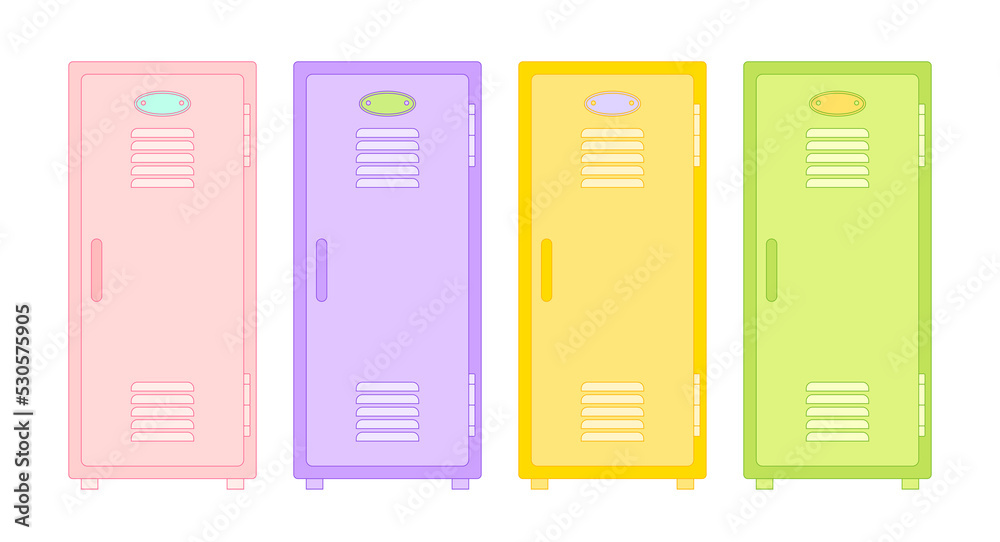Colorful and cute locker room cabinet illustration graphic. Steel ...
